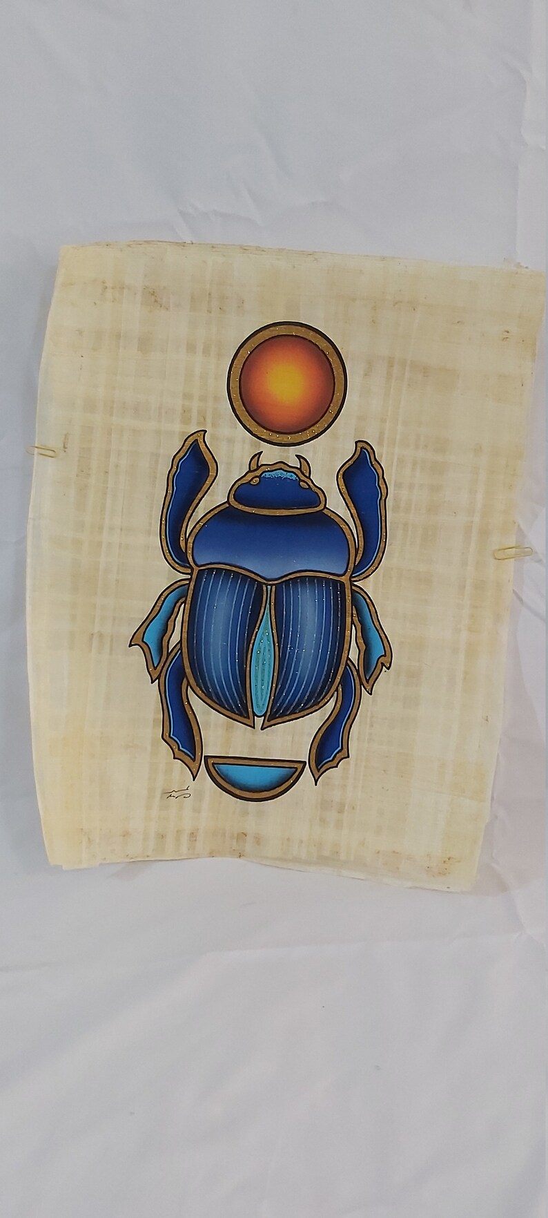 Egyptian Papyrus Painting, Scarab Papyrus Painting, Egyptian Papyrus ...