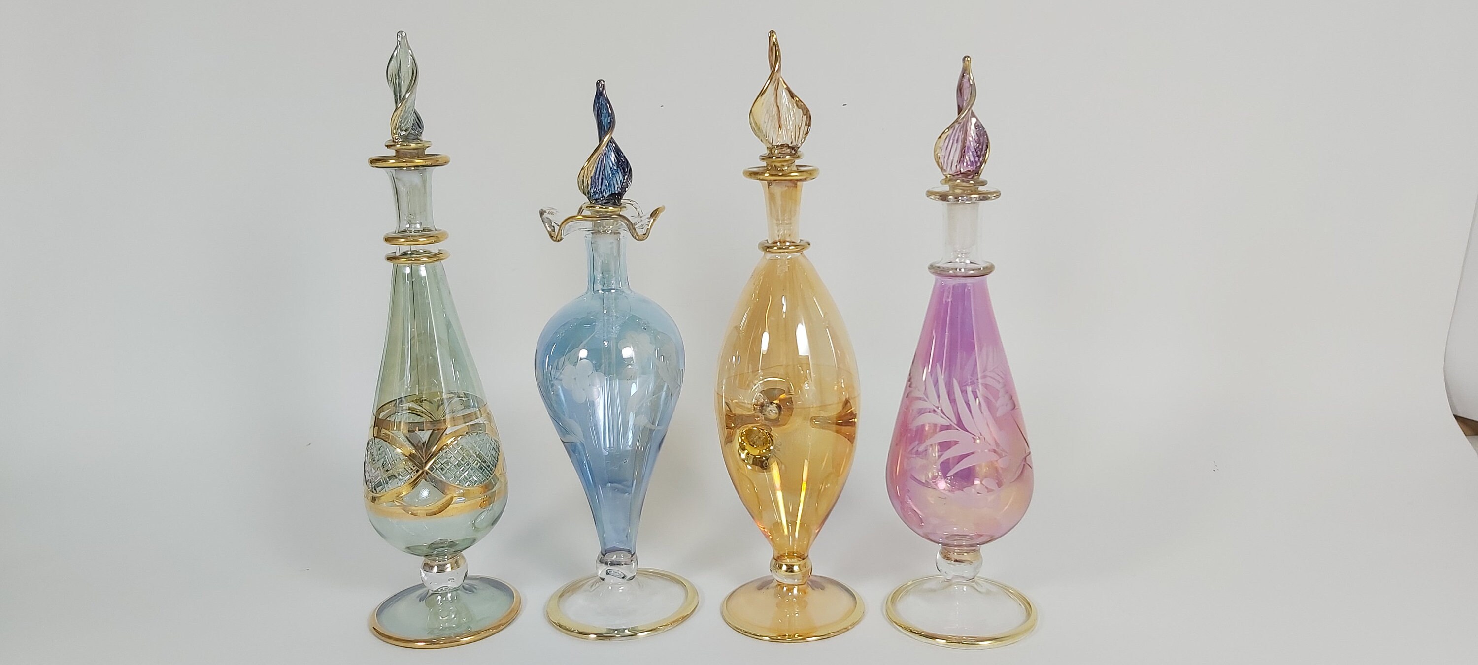 Egyptian Hand Blown Glass Vintage Bottles Egypt Perfume Etsy