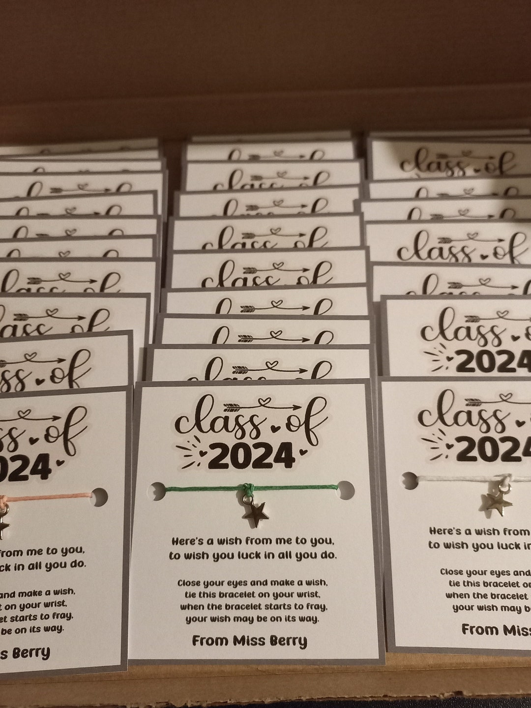 Bulk Personalised School Leaver Gifts Wish Bracelets Class of 2024 ...