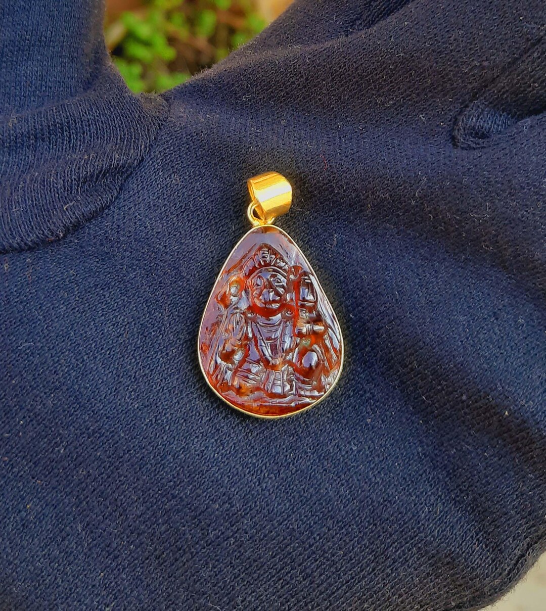 Beautiful Carving Hanuman Pendant, Natural Garnet Hanuman Gemstone ...