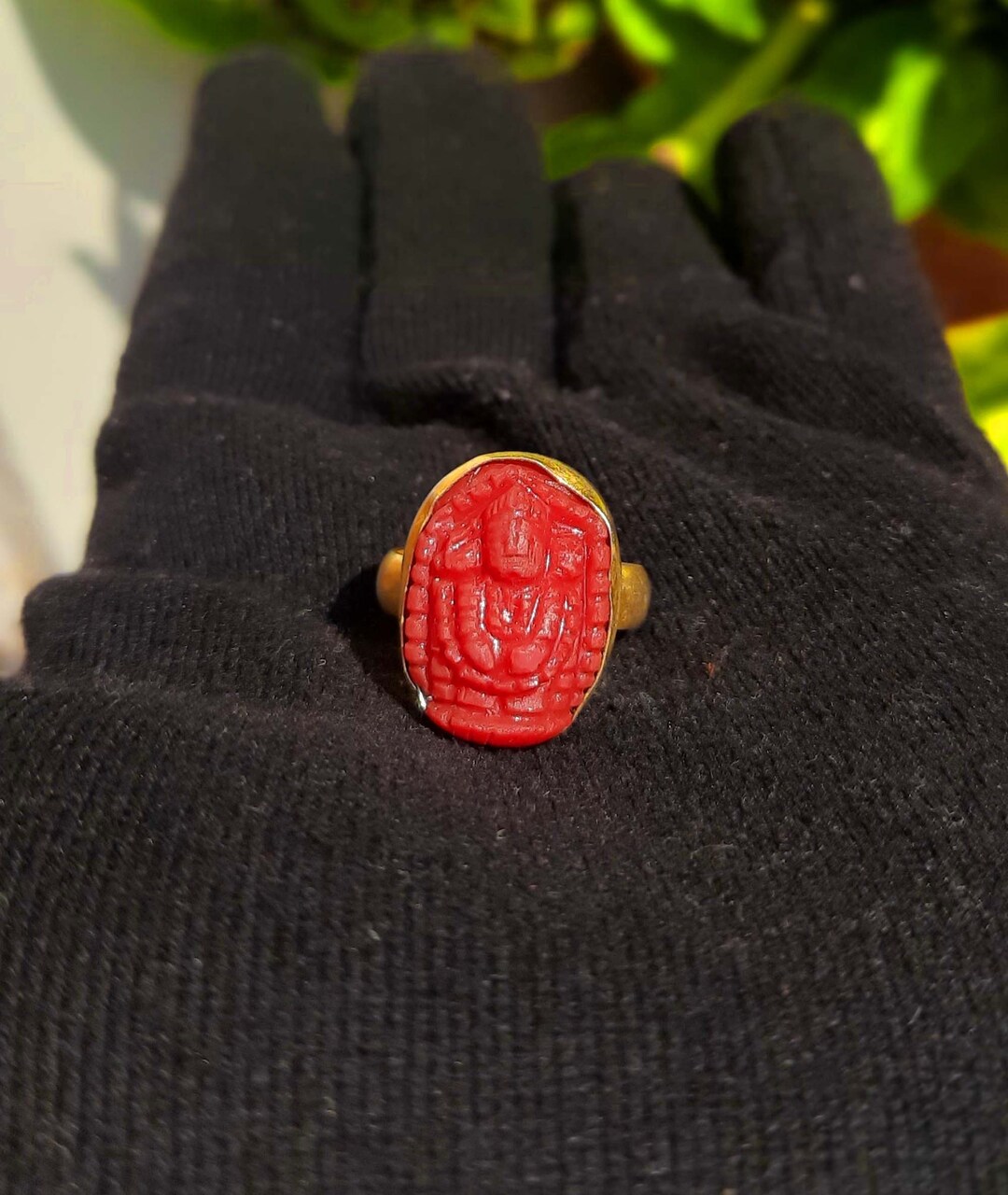 Unique Lord Tirupati Balaji Ring, Red Coral Tirupati Balaji Carving ...