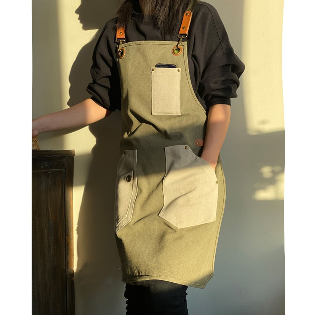 Canvas Apron With Pockets/canvas Work Apron/canvas Kitchen - Etsy