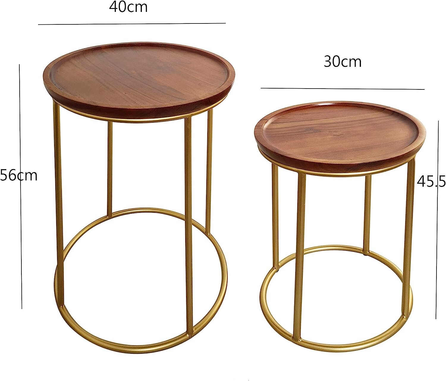 Acacia Wooden Side Nesting Tables Set of 2 Coffee End Round - Etsy