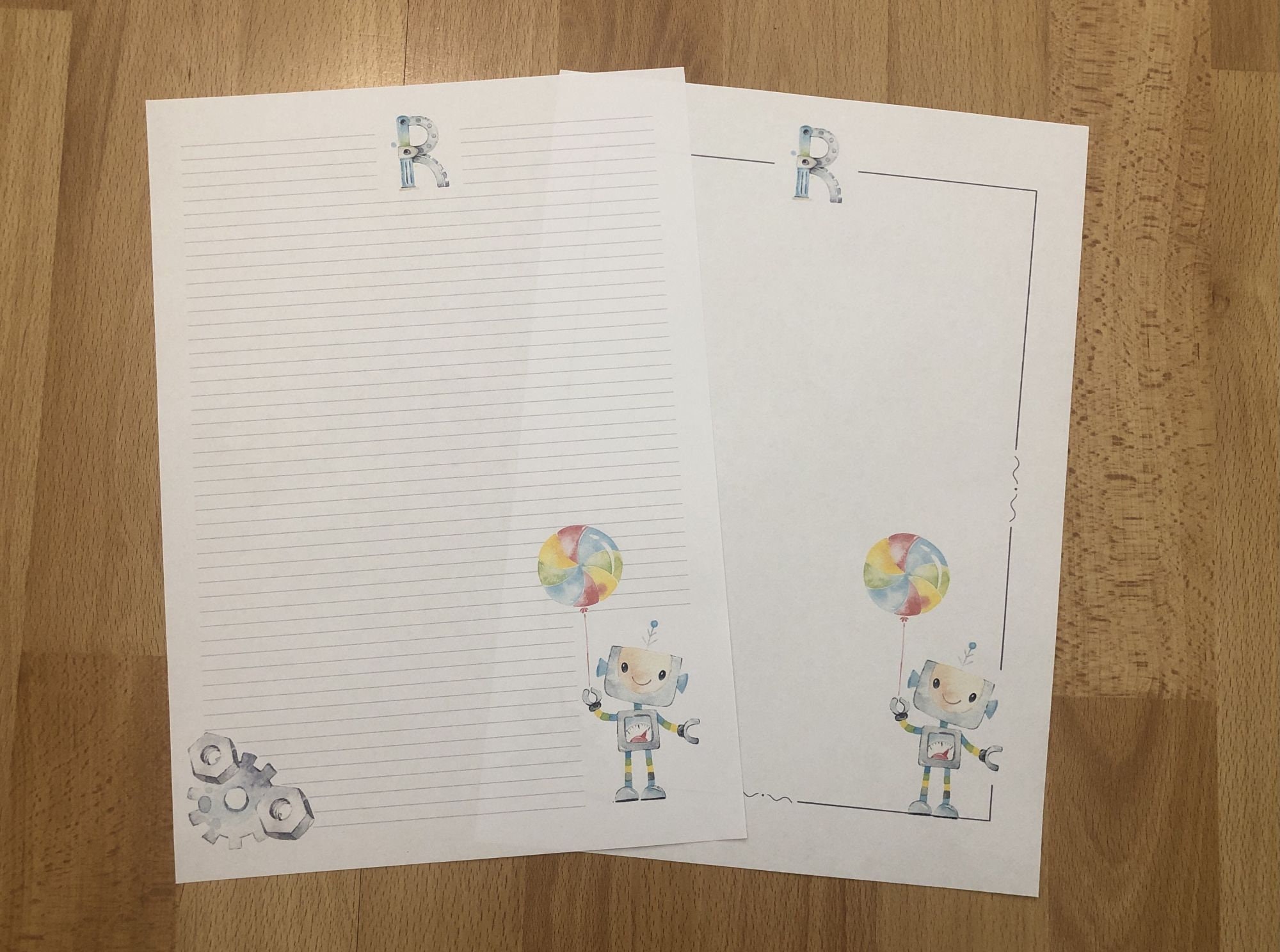 Robot - Printable Stationery, A4, A5, US Letter - Etsy