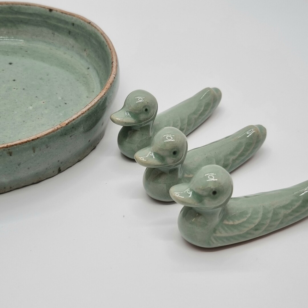 Celadon Duck Spoon, Fork, Chopsticks Rest 2piece Set - Etsy