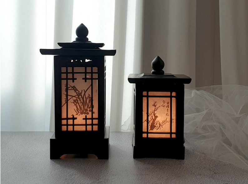 Korean Traditional Crafts Four Gracious Plants Hanji Lantern | Etsy