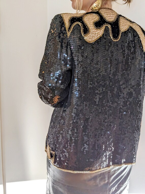 80s Gold Sequin Velvet Trophy Jacket - Gem