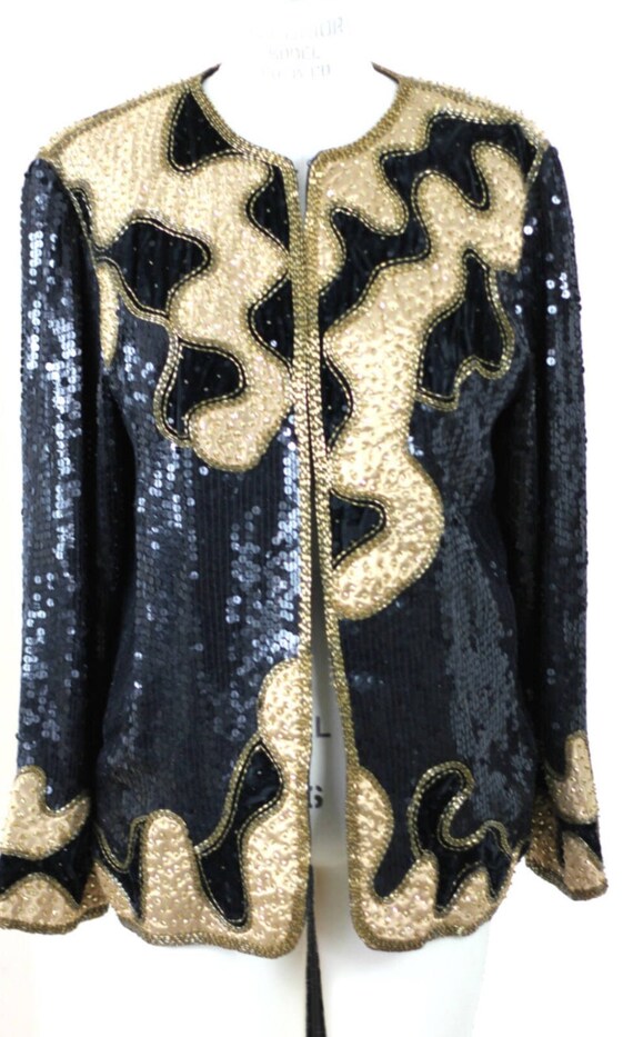 80s Gold Sequin Velvet Trophy Jacket - Gem