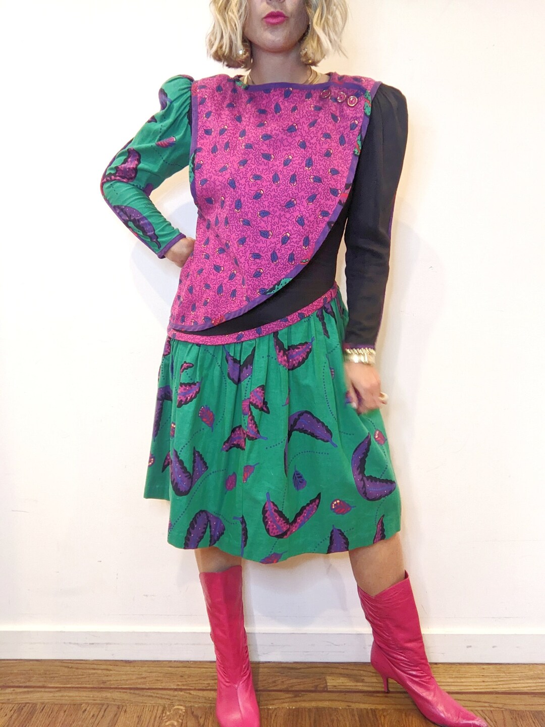 80s Jeanne Marc Colorful Cotton Dress // Vintage 80s Maternity - Etsy