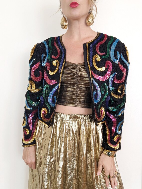 90s Swirl Sequin Trophy Jacket - Gem