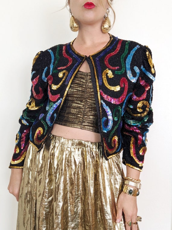 90s Swirl Sequin Trophy Jacket - Gem