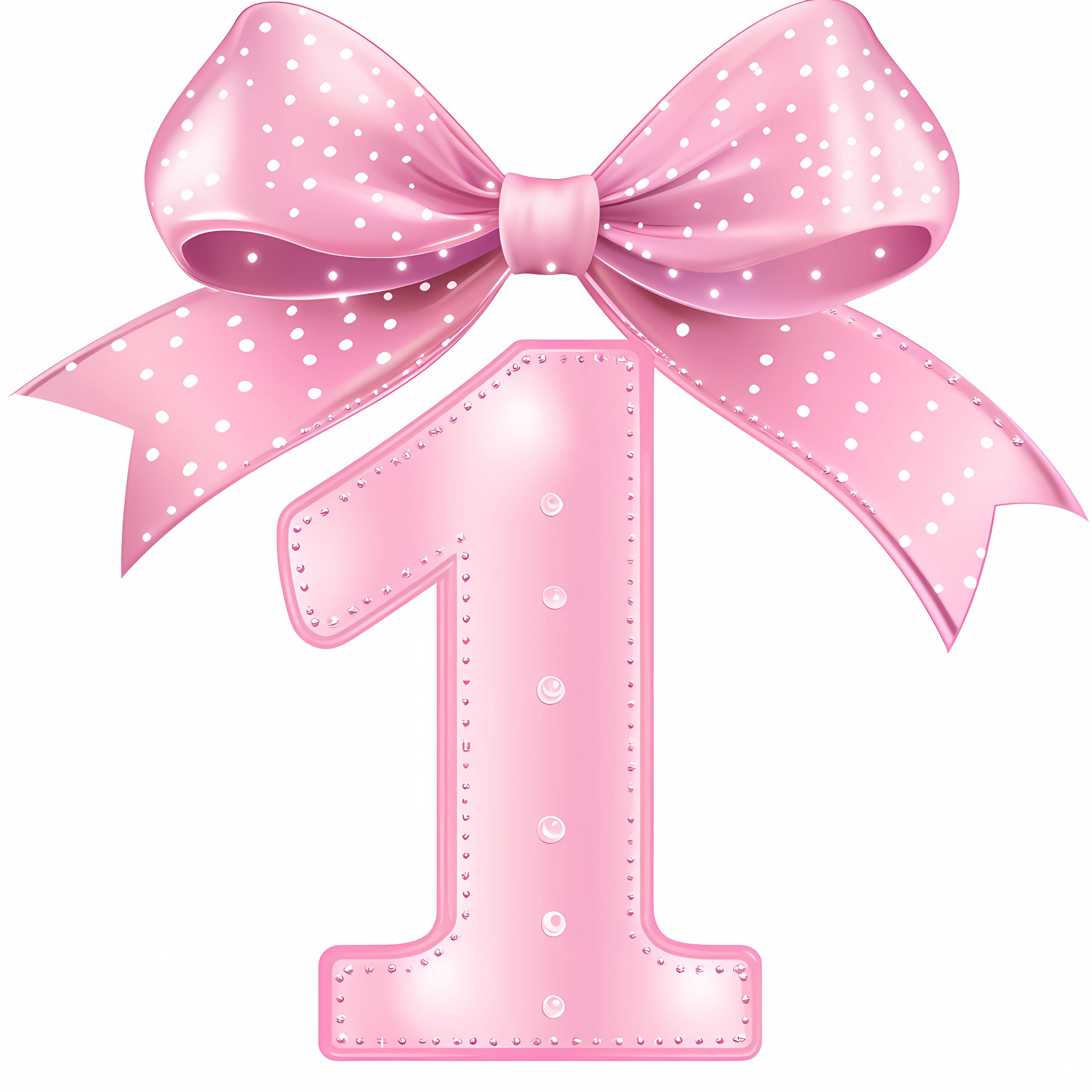 Pink Bow 1st Birthday Clipart Set of 8: Coquette Number One PNG ...