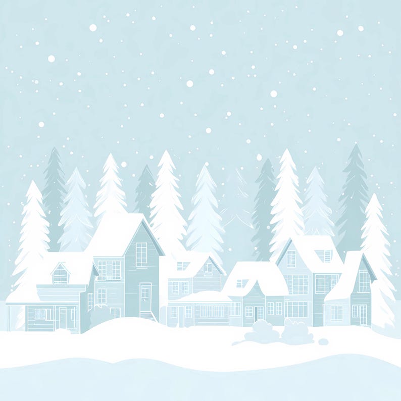 Winter Village Clipart Bundle: Snowy Christmas Houses (PNG JPG) - Etsy