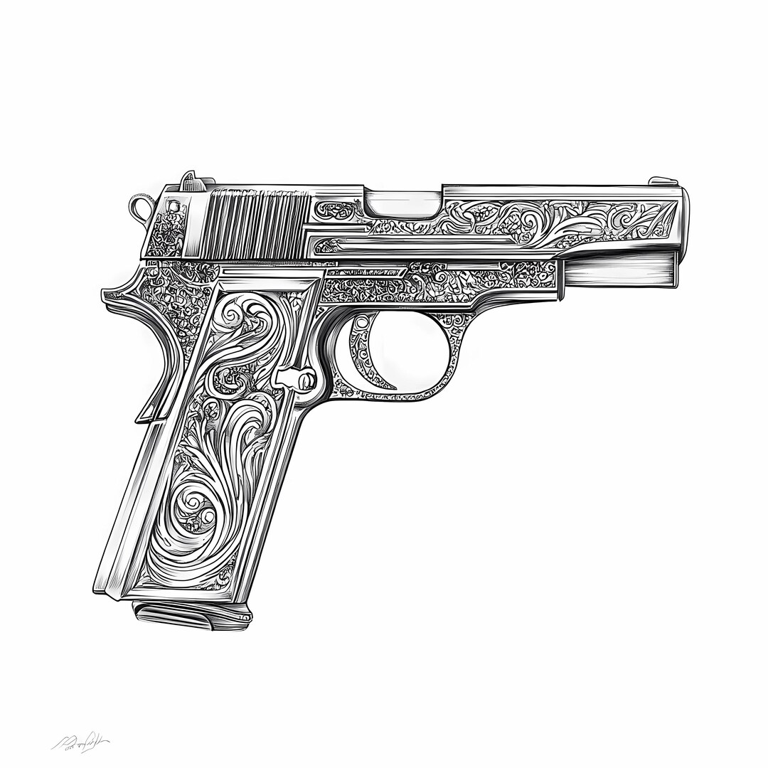 Luxury Ornamental Gun Clipart Bundle Hand Drawn Decorative Pistols ...