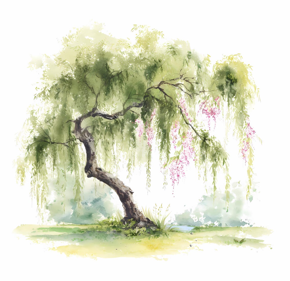 Watercolor Cherry Blossom Tree Art 14 Prints: Spring Landscape Set ...