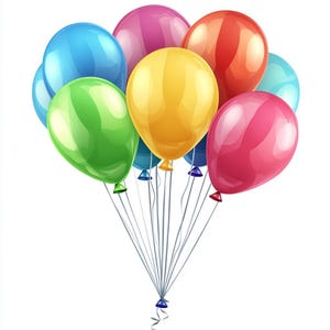 Birthday Balloon Clipart Set: Party Decorations, Baby Shower PNG ...