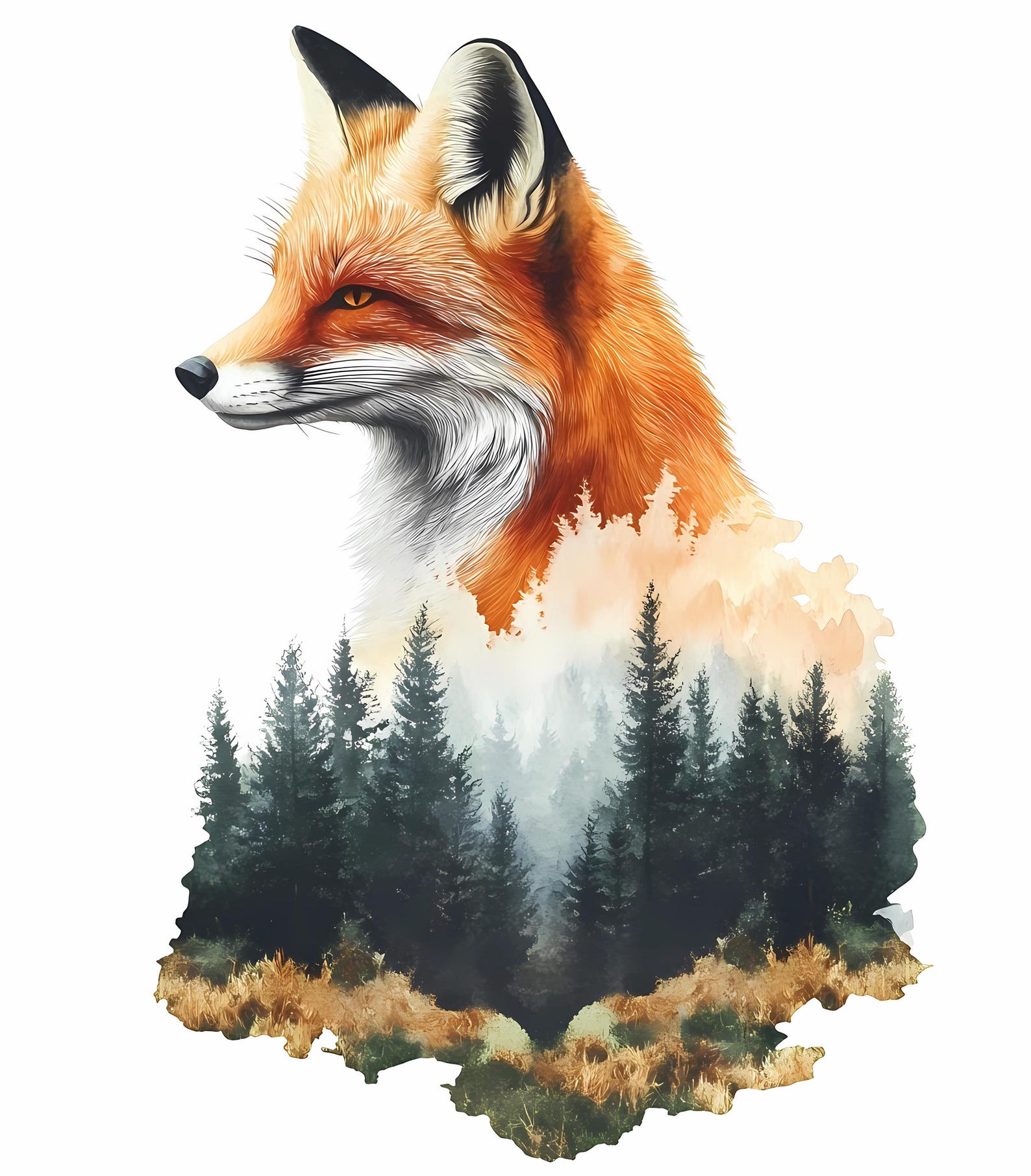 Watercolor Fox Clipart: Forest Animal PNG Images (digital Download) - Etsy