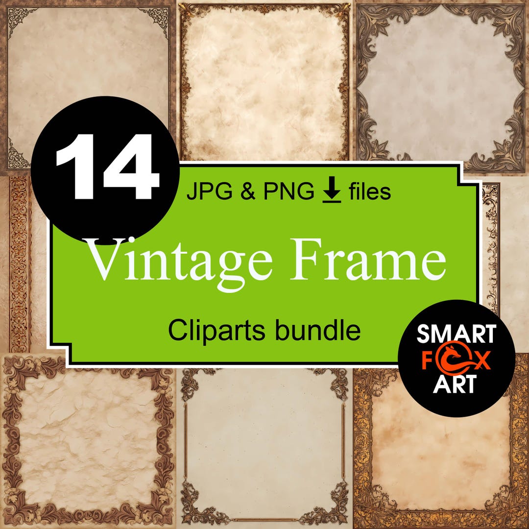Vintage Paper Borders: Ornate Frame Clipart Bundle (PNG & JPG) - Etsy
