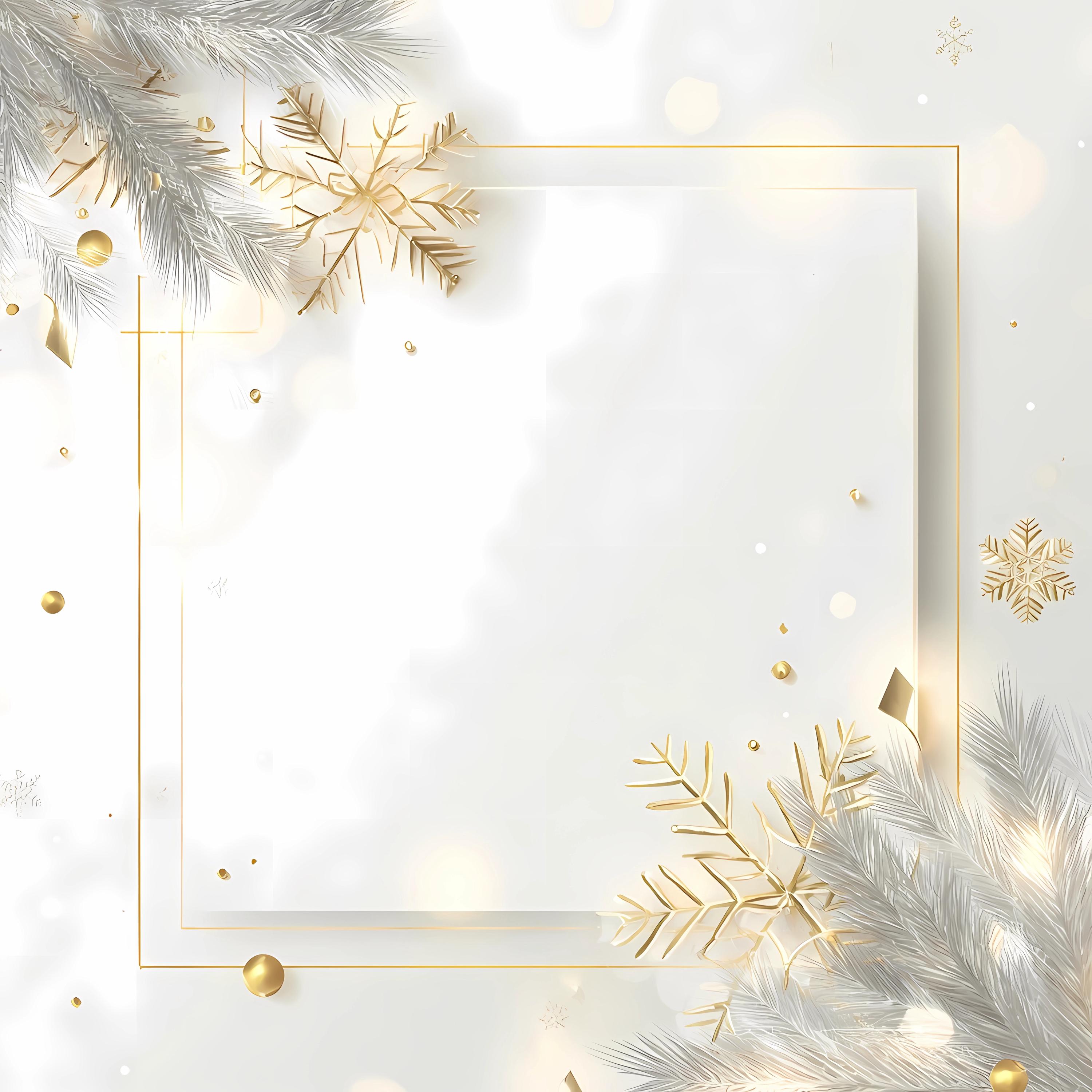 White and Gold Winter Frame Clipart Bundle: Snowflake Holiday Borders ...
