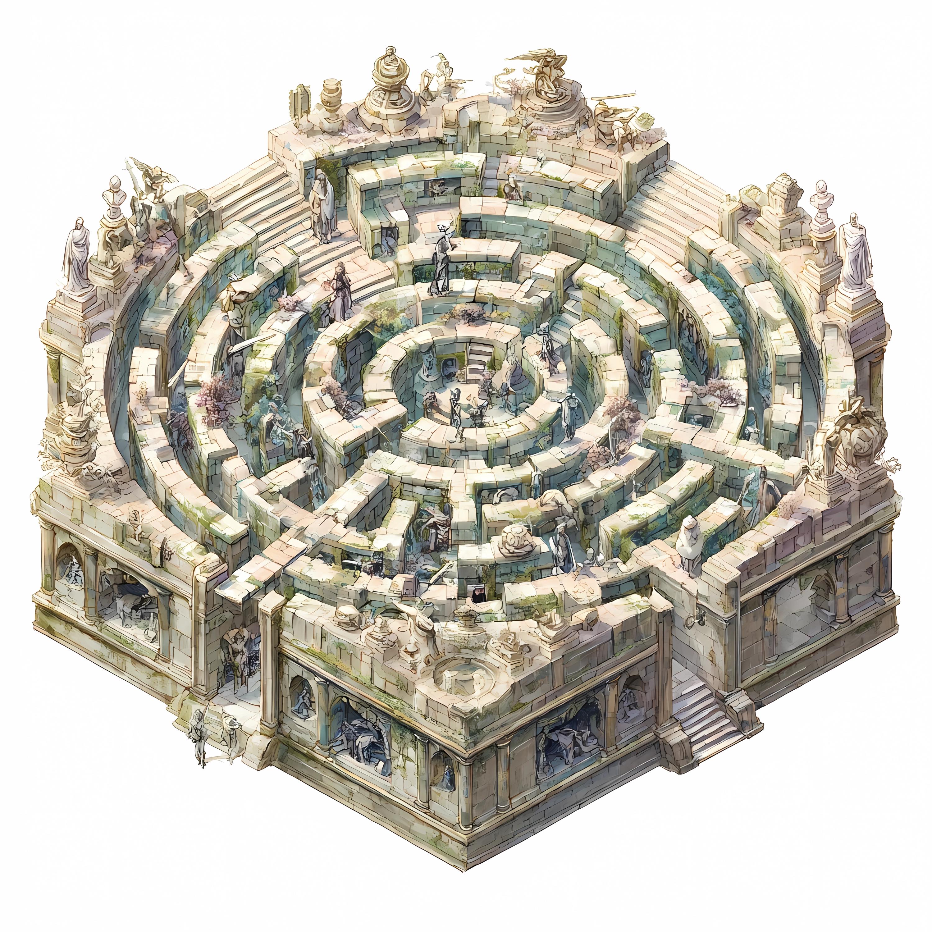 Fantasy Labyrinth Architecture Bundle, Ancient Stone Temple Maze ...
