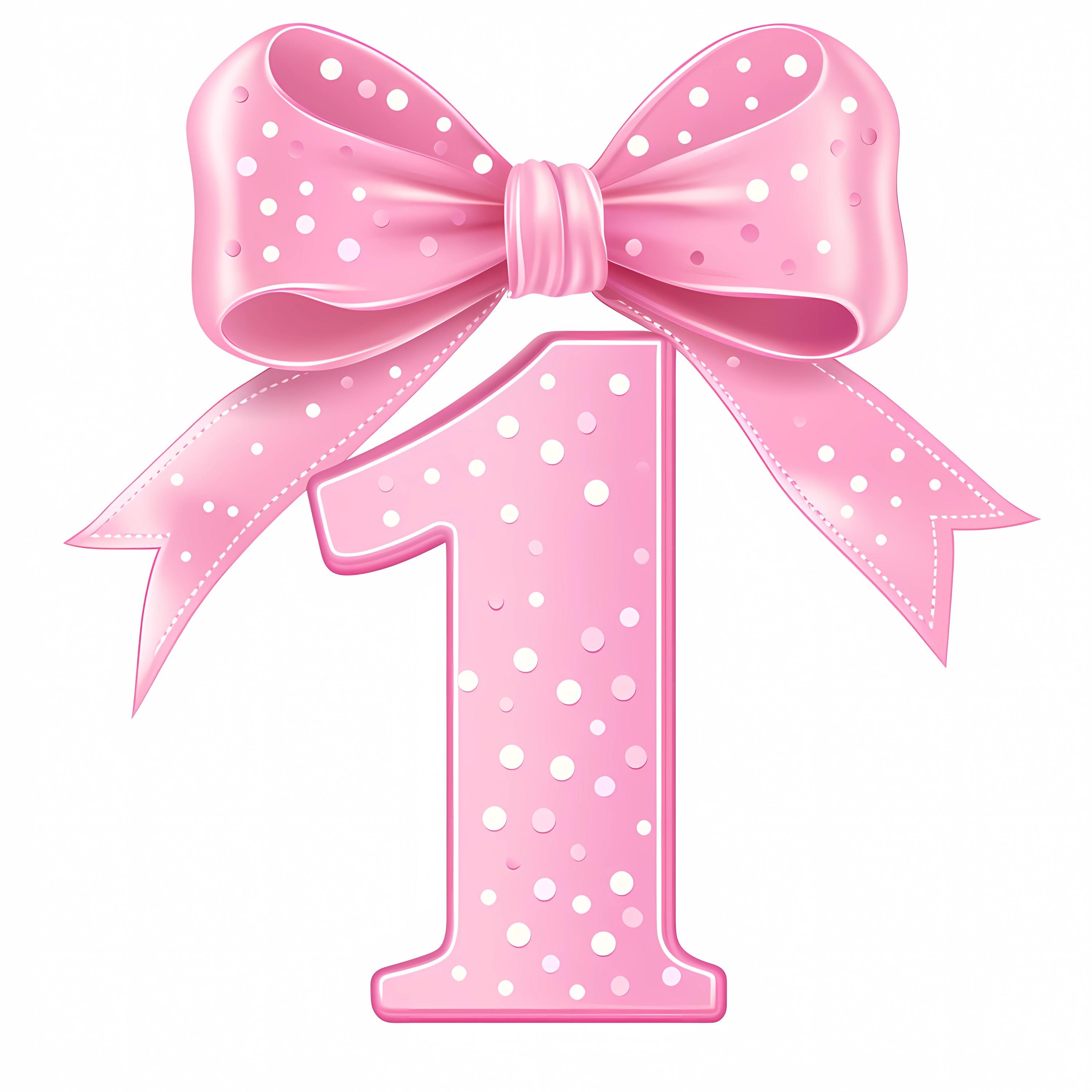 Pink Bow 1st Birthday Clipart Set of 8: Coquette Number One PNG ...