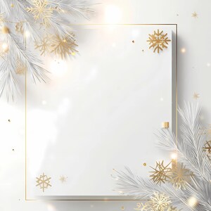 White and Gold Winter Frame Clipart Bundle, Snowflake Holiday Borders ...