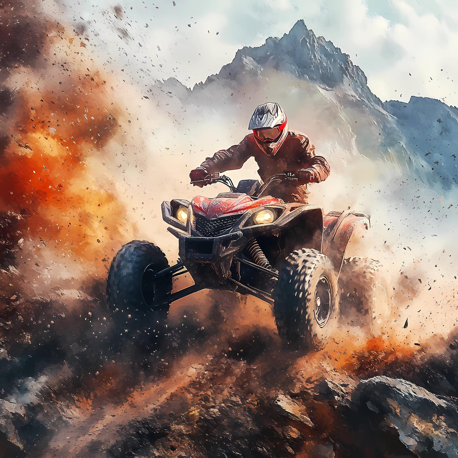 Quad Bike Watercolor Clipart Set, ATV Off-road Images (digital Download ...