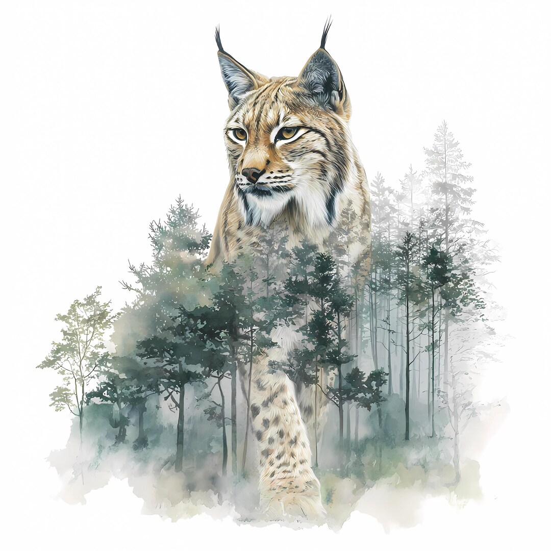 Watercolor Lynx Clipart Bundle: Forest Animal PNG JPG Illustrations ...