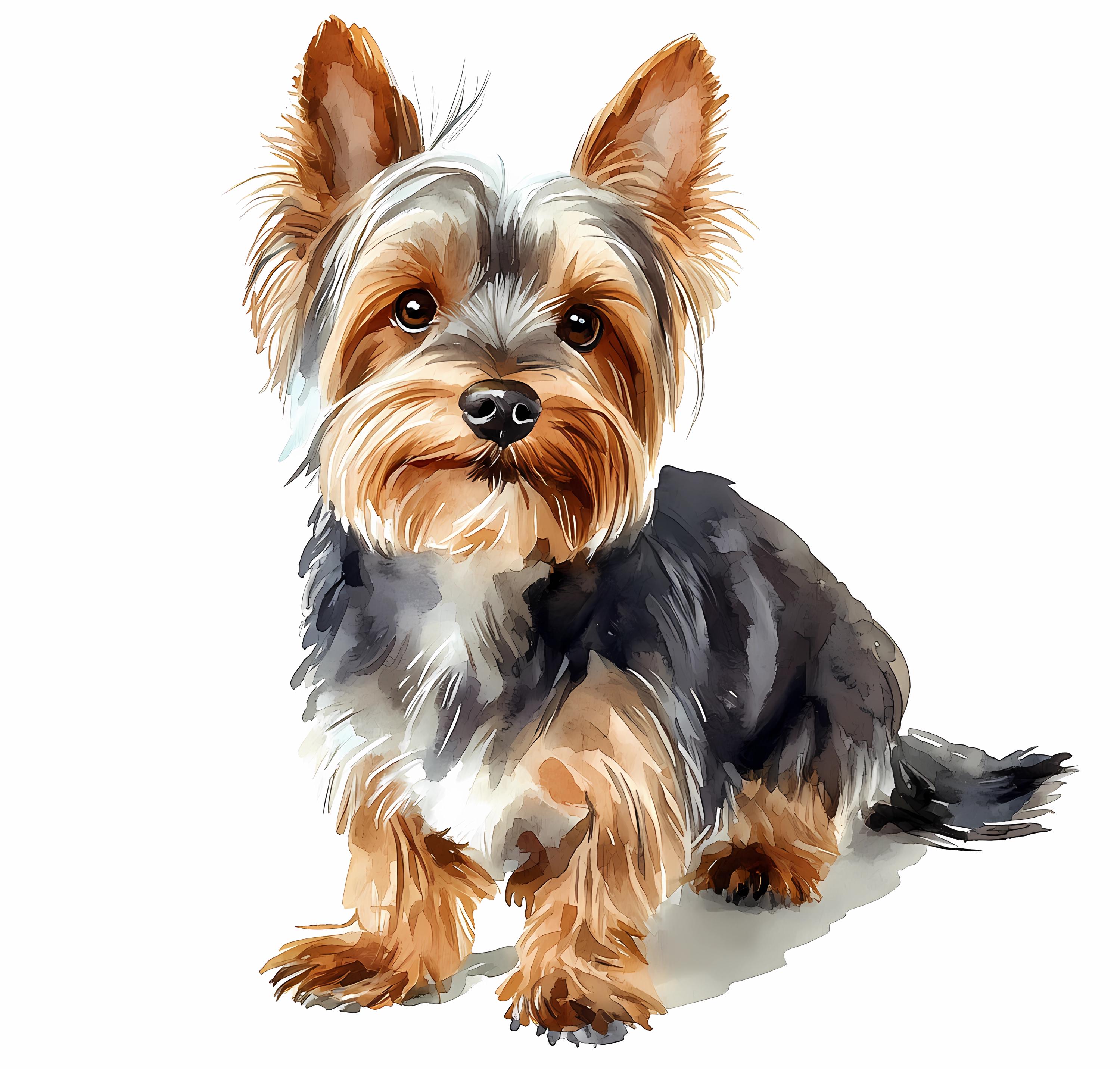 8 Yorkshire Terrier Clipart, Printable Yorkie Watercolor Clipart, High ...