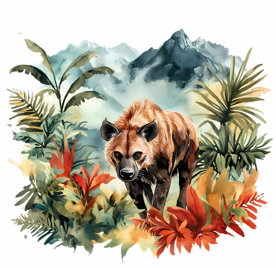 9 Watercolor Hyena Clipart Bundle, Safari Clipart, African Animals ...
