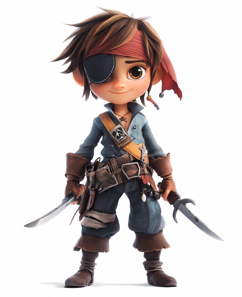 8 Boy Pirate Watercolor Clipart, Cute Pirate Boy Clip Art, Cartoon ...