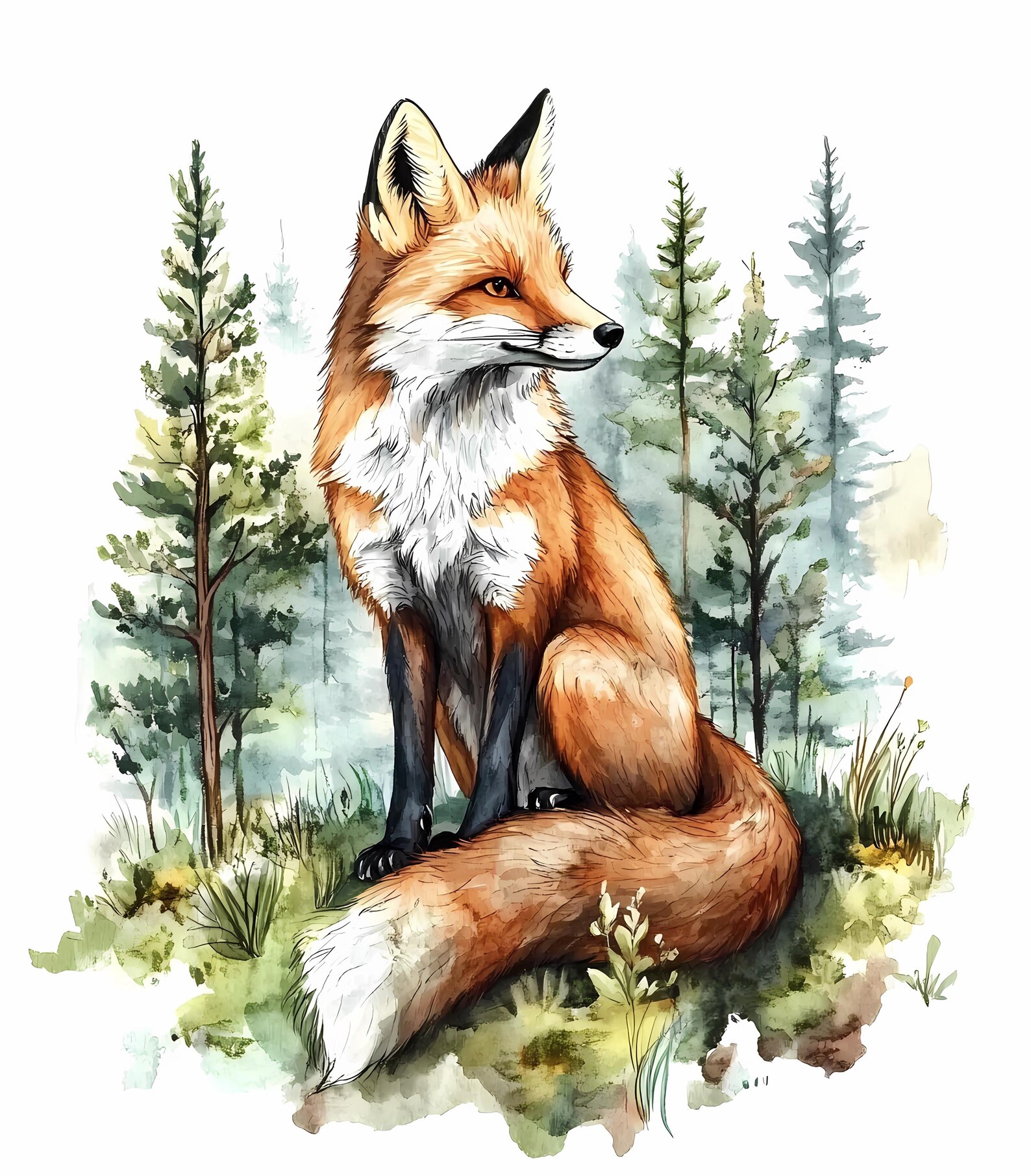 Watercolor Fox Clipart: Forest Animal PNG Images (digital Download) - Etsy