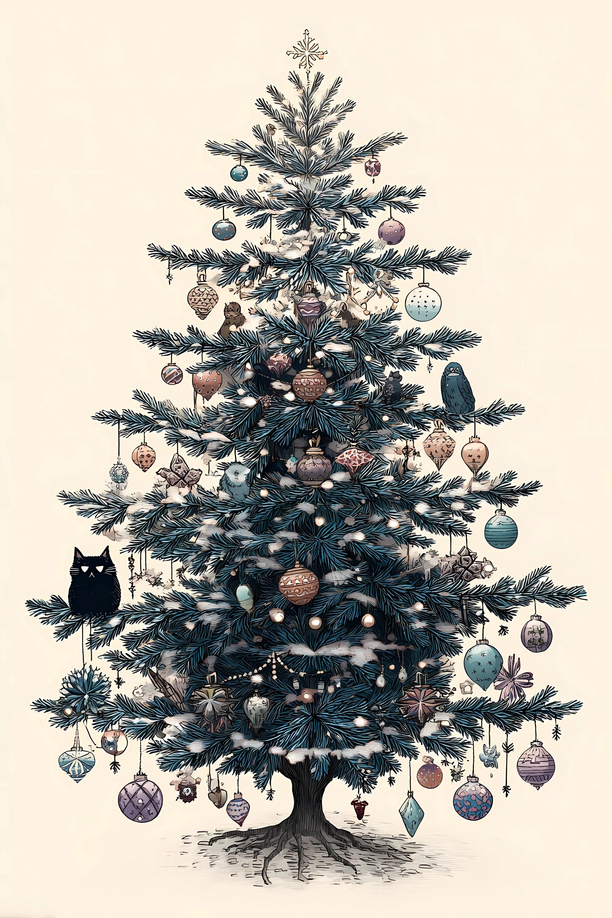 Vintage Christmas Tree Clipart Bundle: Retro Holiday Designs (PNG & JPG ...