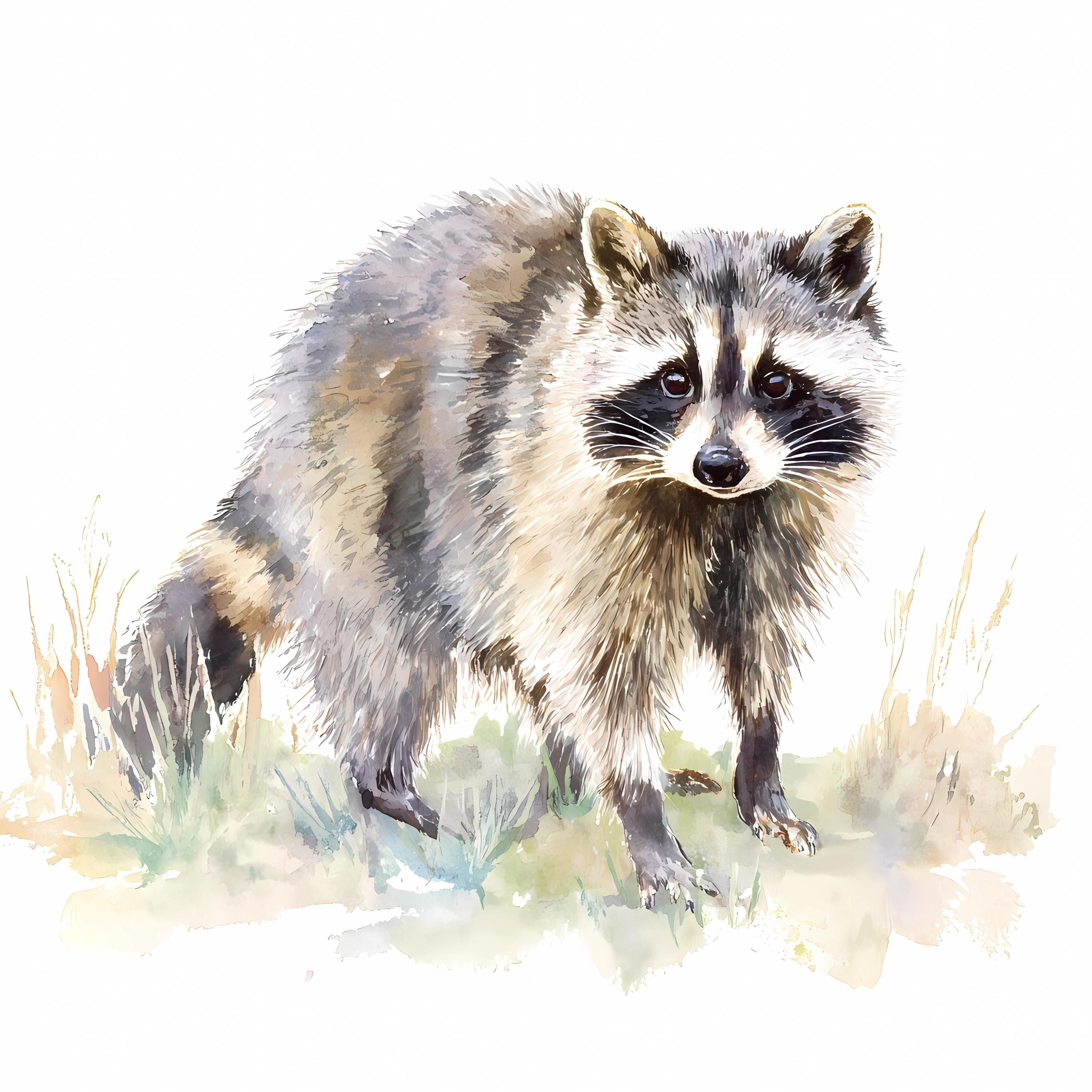 Watercolor Raccoon Art Prints Bundle: Rustic Wildlife Decor (PNG & JPG ...