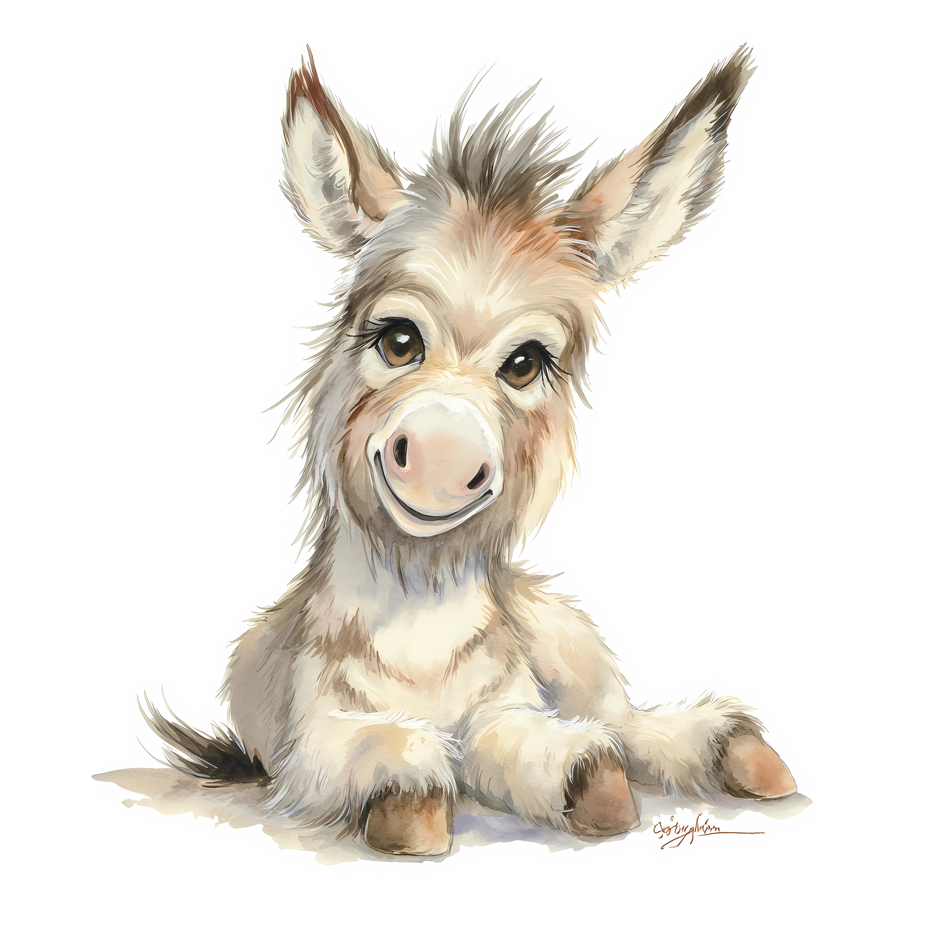 Donkey Watercolor Clipart Bundle ,farm Animal Art (digital Download) - Etsy