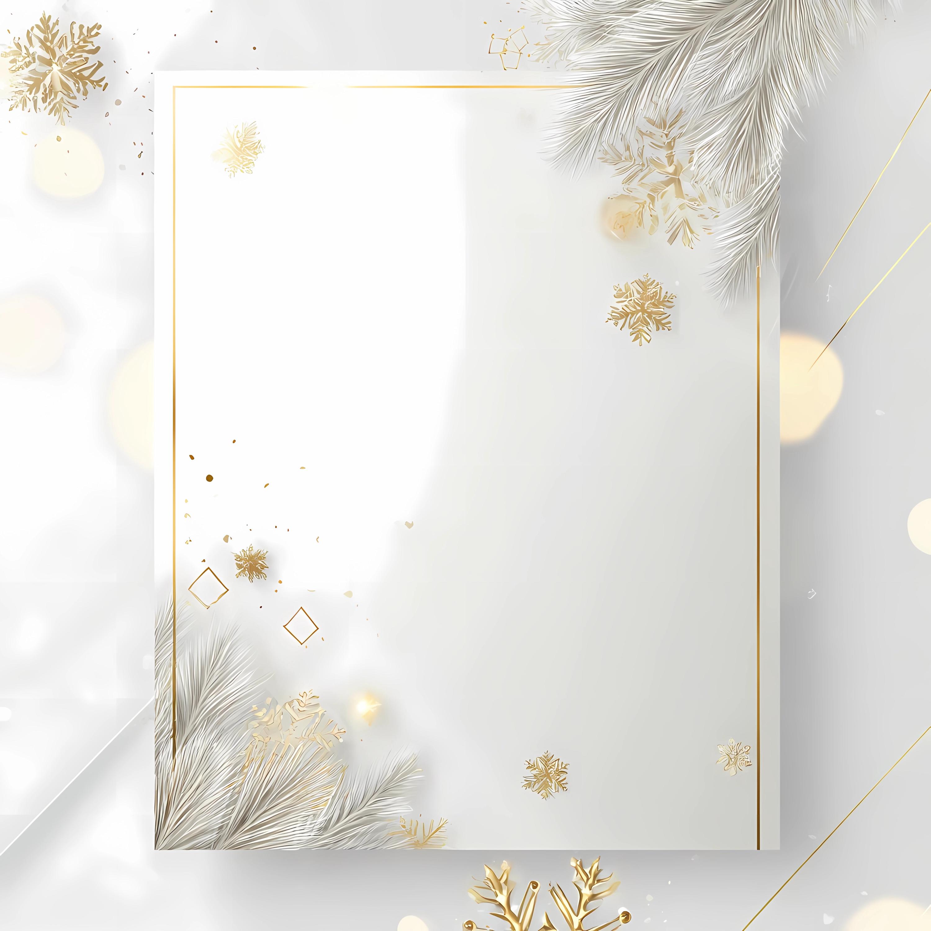 White and Gold Winter Frame Clipart Bundle, Snowflake Holiday Borders ...
