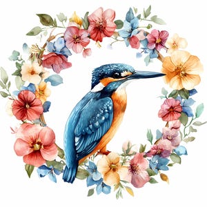 Spring Wreath Bird Image Clipart Set of 8 | Spring Flower With Birds ...
