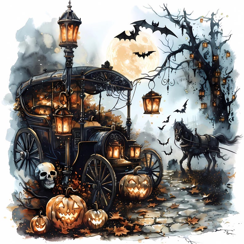 Halloween Gothic Pumpkins & Lanterns Art Prints (digital Download) - Etsy