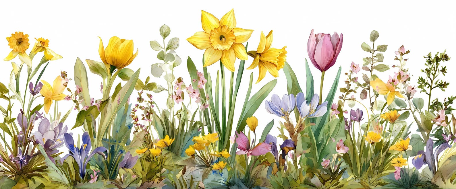 Watercolor Spring Flower Border Clipart PNG JPG, Floral Frame for ...