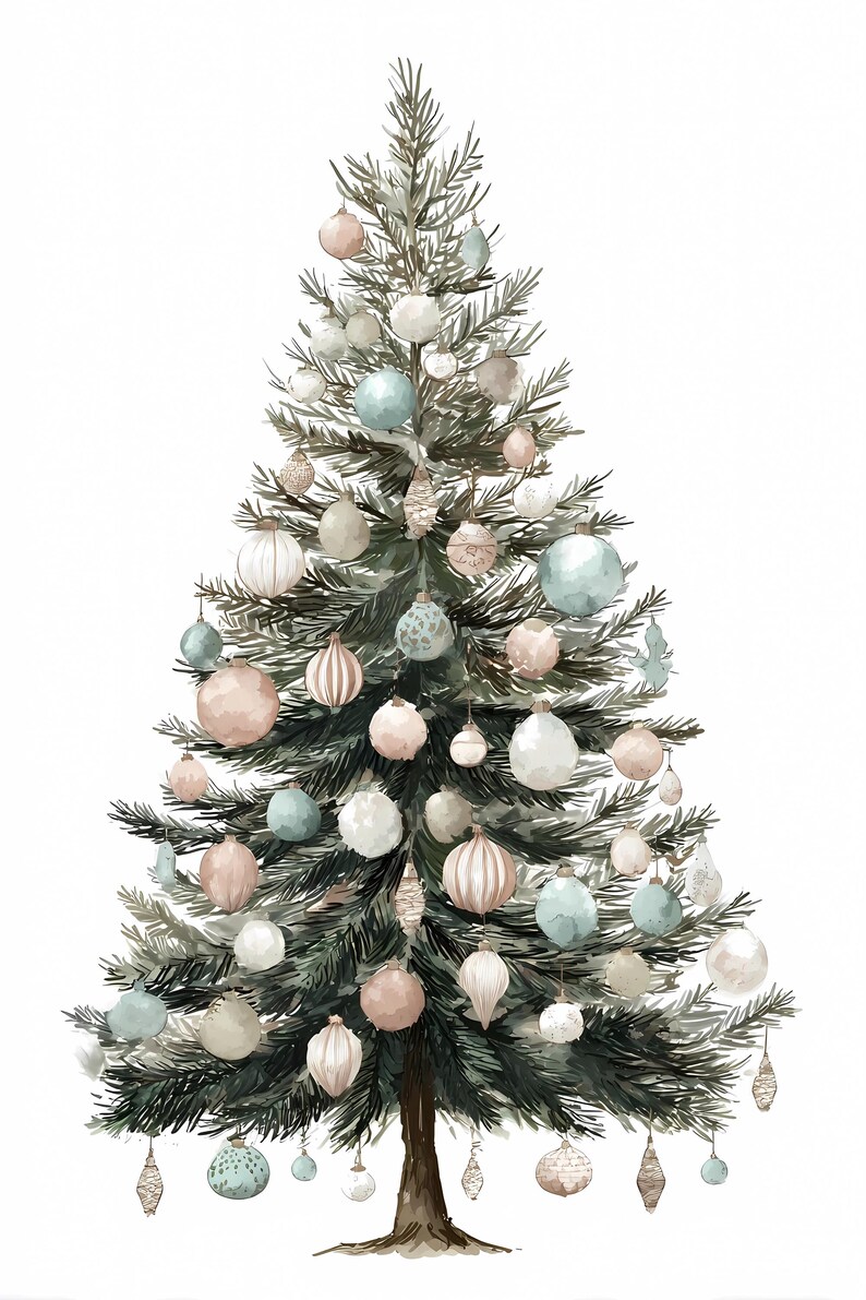 Vintage Christmas Tree Clipart Bundle: Retro Holiday Designs (PNG & JPG ...