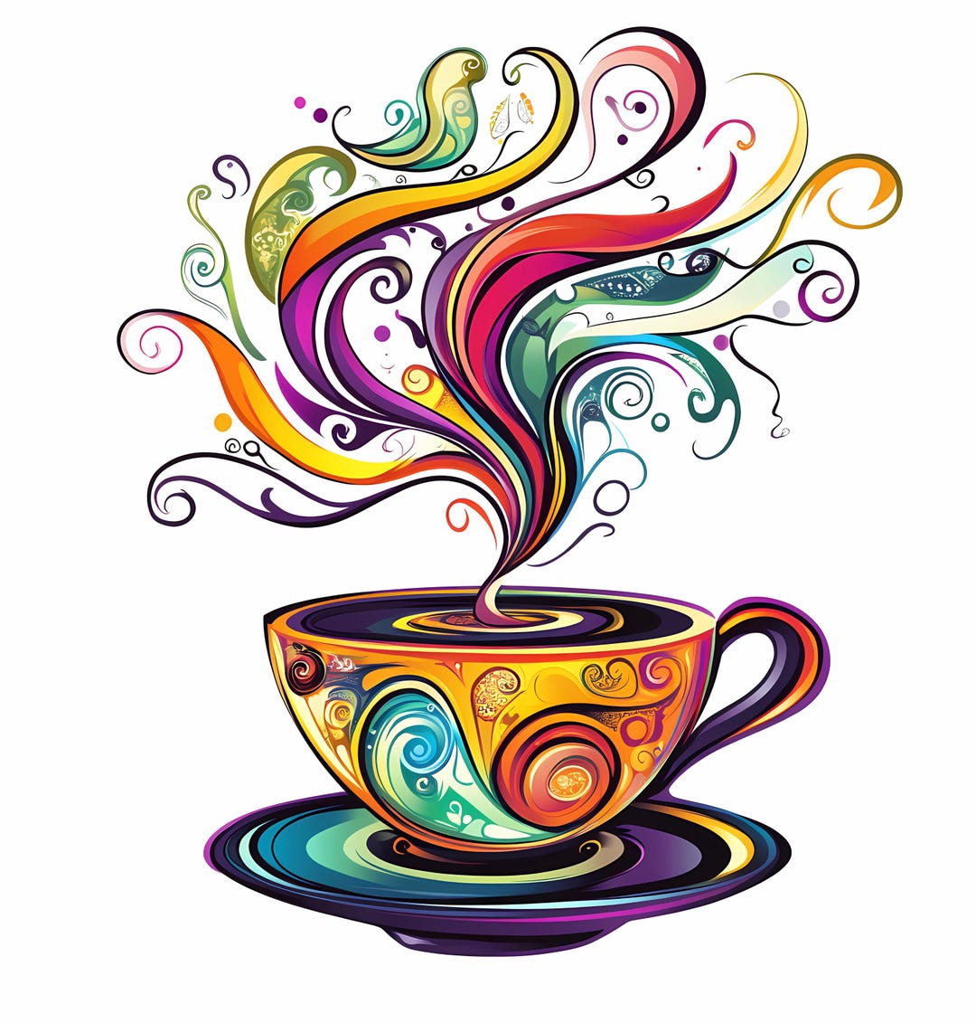 Colorful Abstract Coffee Cup Clipart: Printable PNG Images (commercial ...