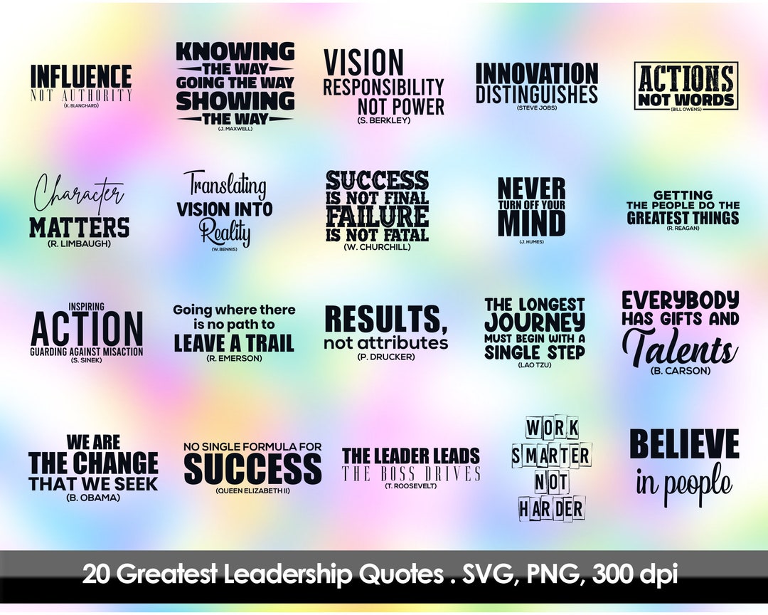 Leadership Quotes SVG Bundle: Famous People, Workplace Motivation ...