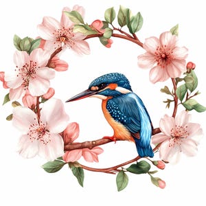 Spring Wreath Bird Image Clipart Set of 8 | Spring Flower With Birds ...