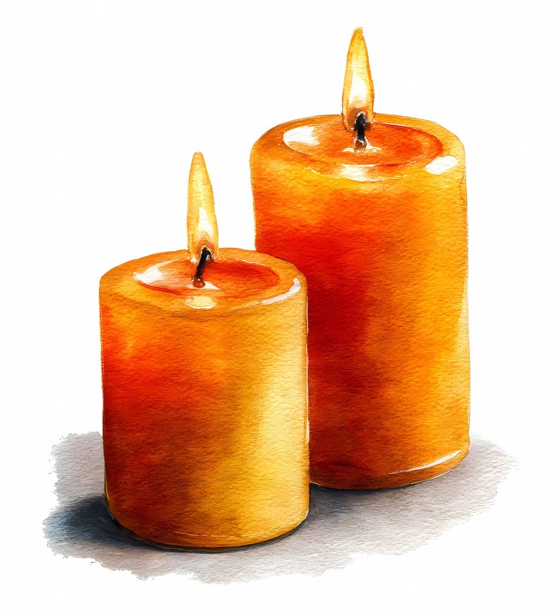 Watercolor Candle Clipart Bundle, Hand Painted Colorful and Pastel ...