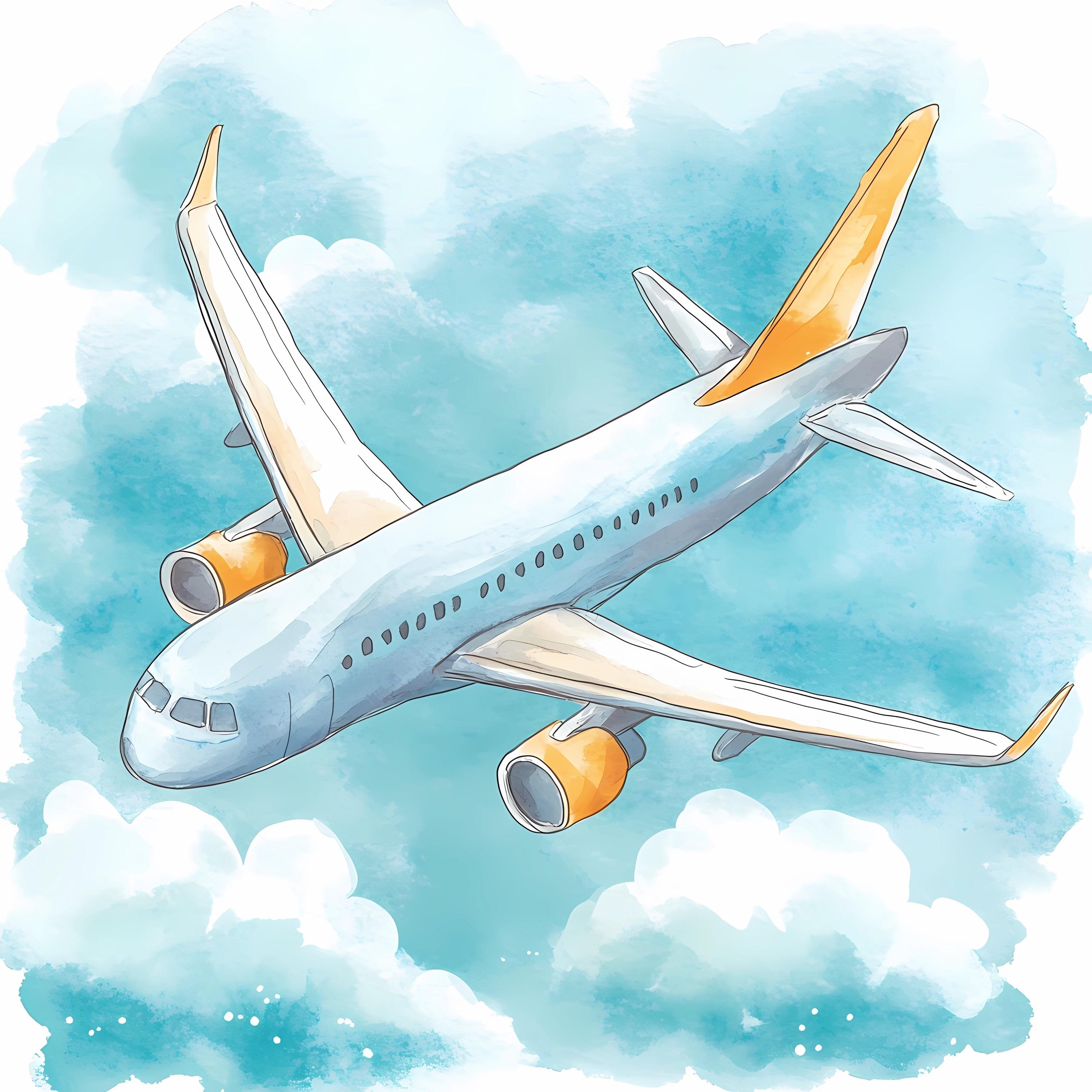 10 Airplane Clipart, Plane Clipart, Watercolor Aircraft, Travel Clipart ...
