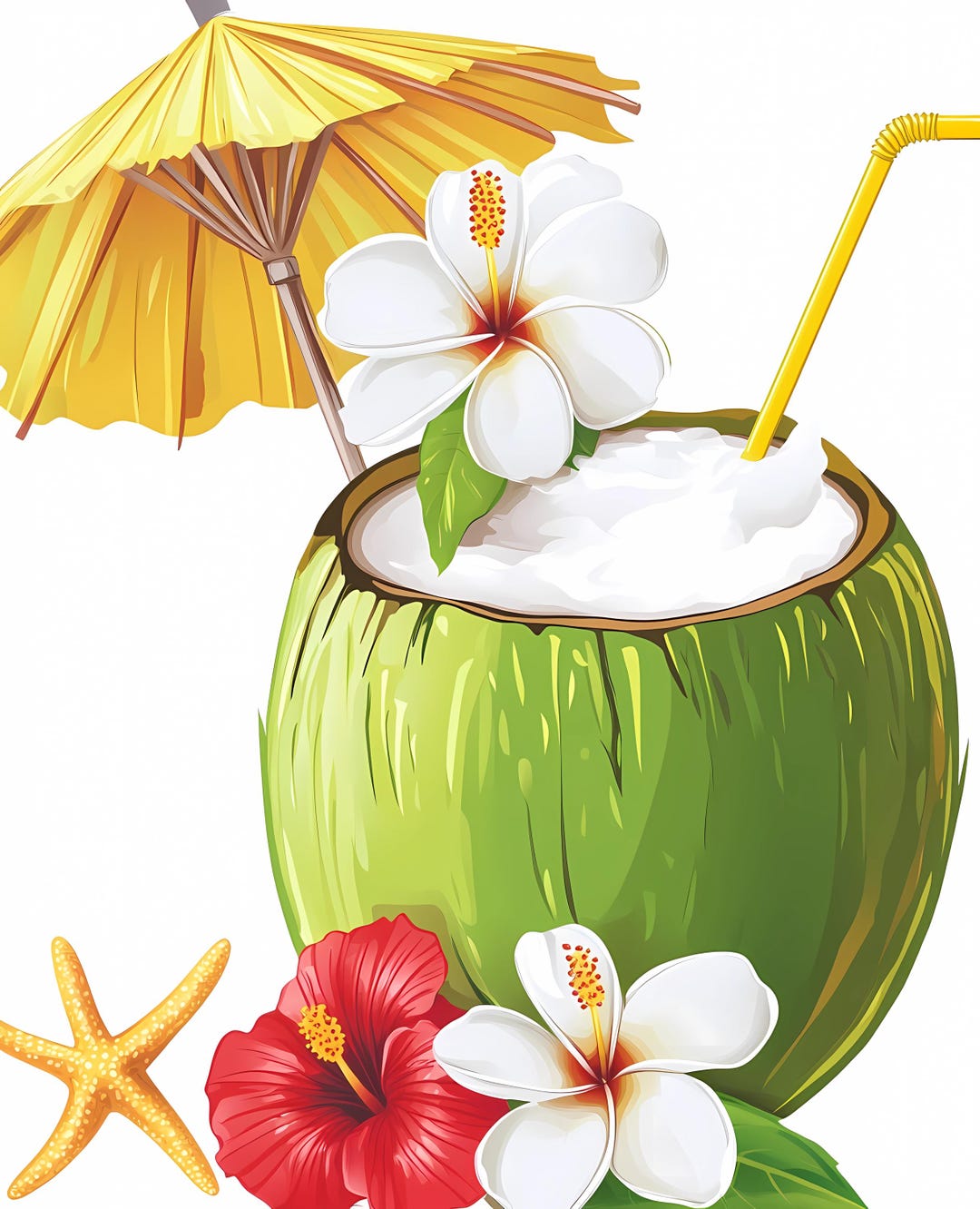 Coconut Cocktail Clipart Bundle Tropical Drink PNG Watercolor Beach - Etsy