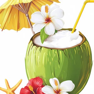 Coconut Cocktail Clipart Bundle: Beach Drink Pngs for Junk Journals - Etsy