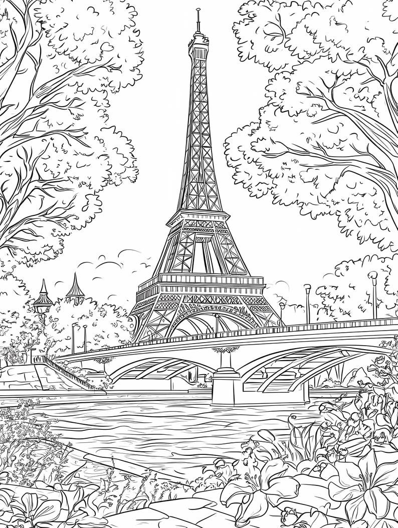 Eiffel Tower Paris Clipart, France Travel Clip Art Design Minimalist ...