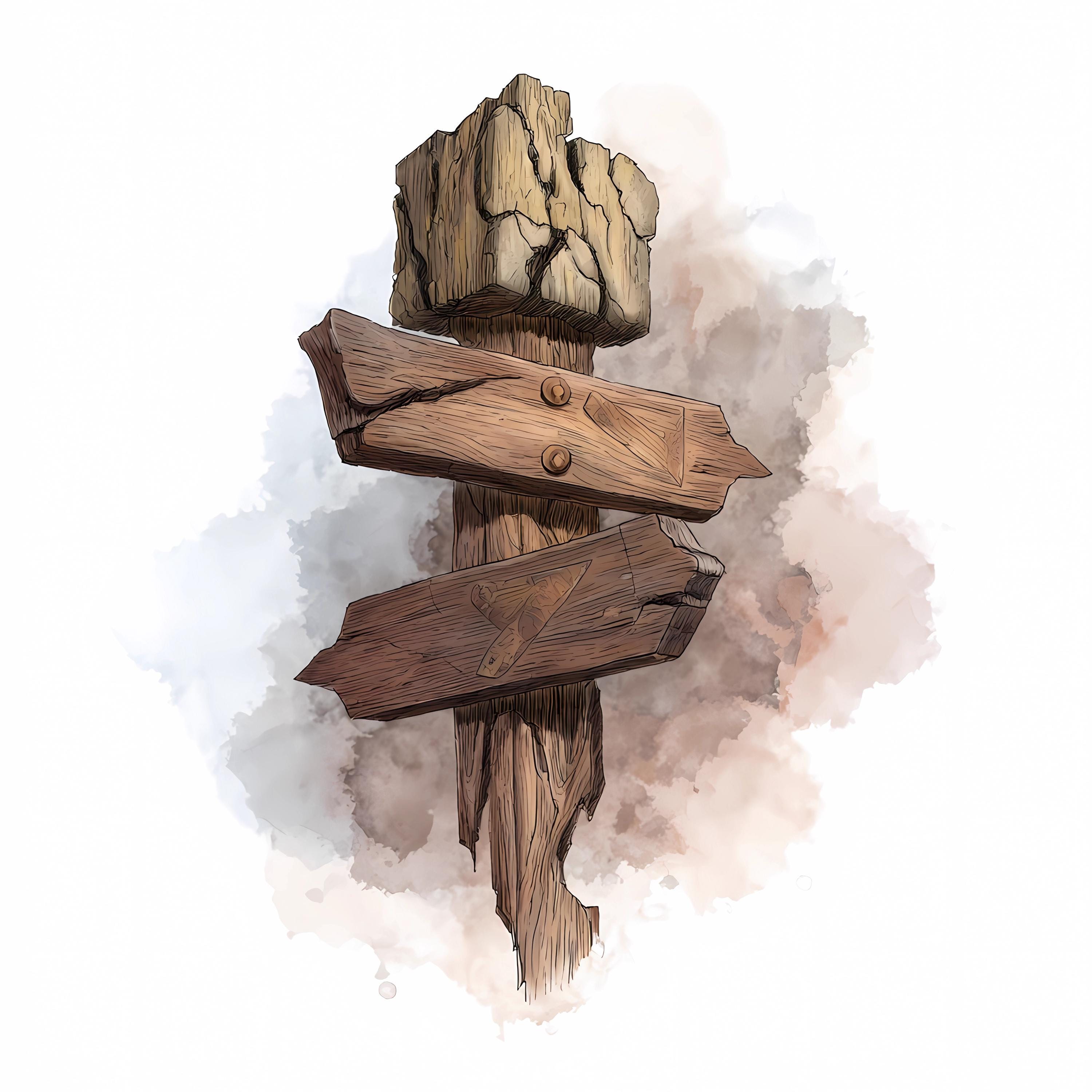 Rustic Wooden Signpost Art Bundle: Vintage Directional Signs, Digital ...