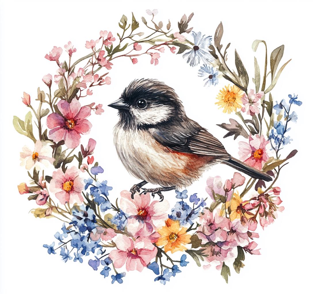 Floral Bird Wreaths Clipart Set of 8 | Watercolor Wildflower Wreath ...